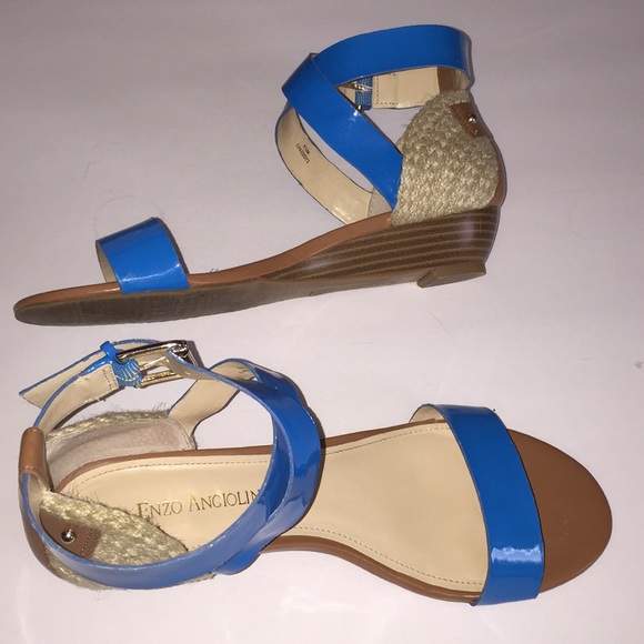 Enzo Angiolini | Shoes | Enzo Angiolini Blue Criss Cross Sandals | Poshmark